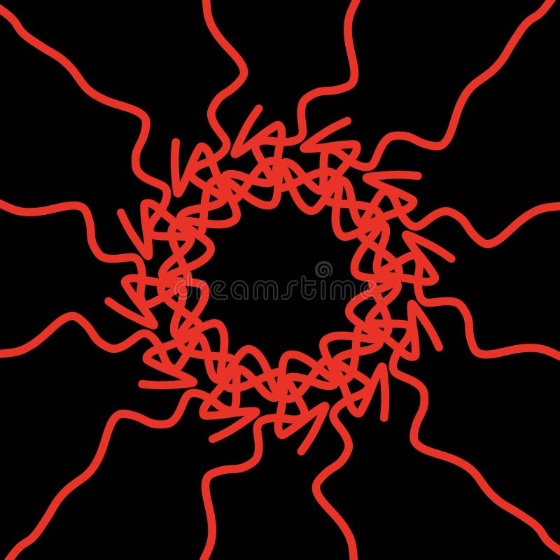 Messy Red Scribbles Design on Black Background Stock Illustration ...
