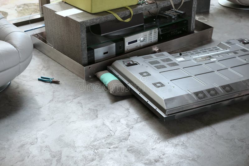 Broken TV set repair stock photo. Image of pliers, service - 254169404