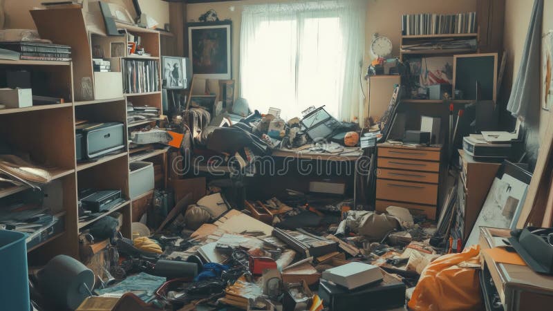 A Messy Room with Clutter on the Floor, Perfect for Depicting Chaos and ...