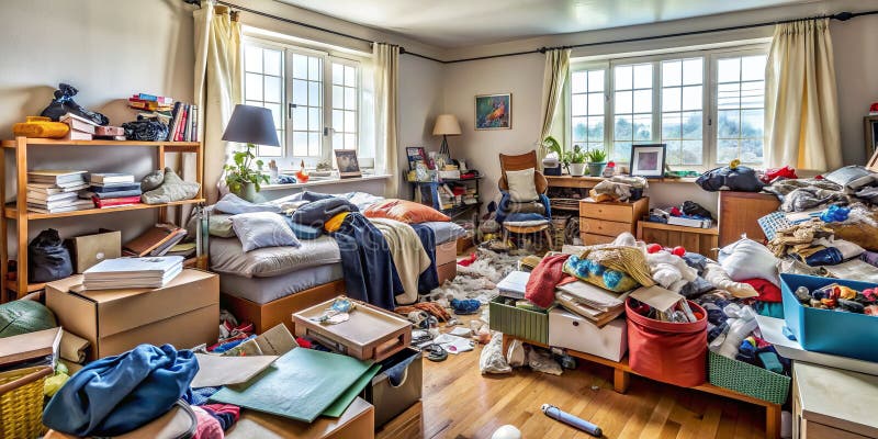 Messy Room Compulsive Hoarding Disorder Concept AI-Generated Content Stock Illustration ...