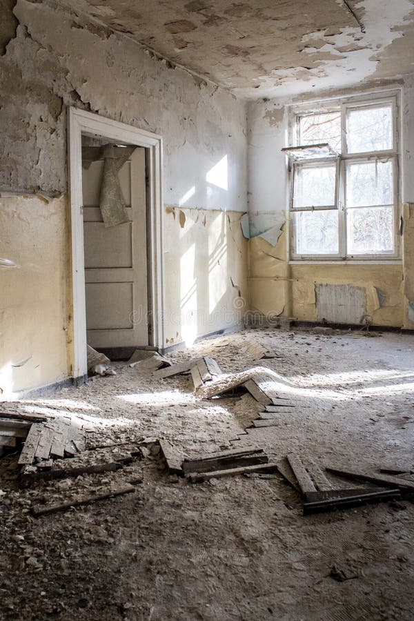 Messy Room Inside Old Abandoned Building / Ruin Stock Image - Image of ...