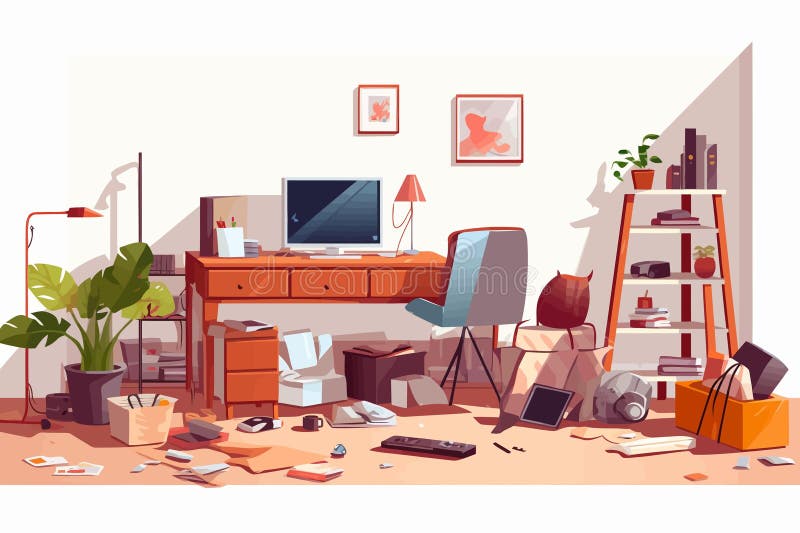 Messy Room Isolated Vector Style Illustration Stock Vector ...