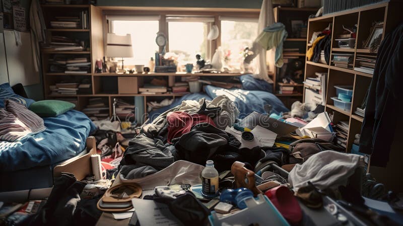 A Messy Room with a Lot of Clutter on the Floor. AI Generative Image ...