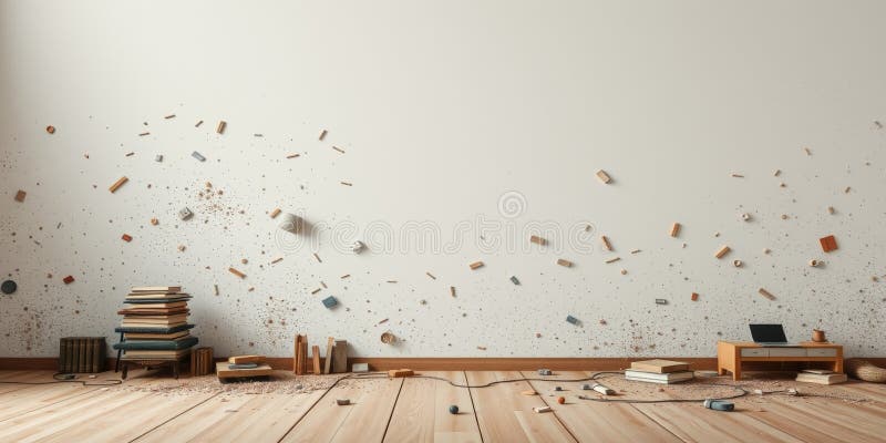 Messy Room with Scattered Objects Stock Illustration - Illustration of ...