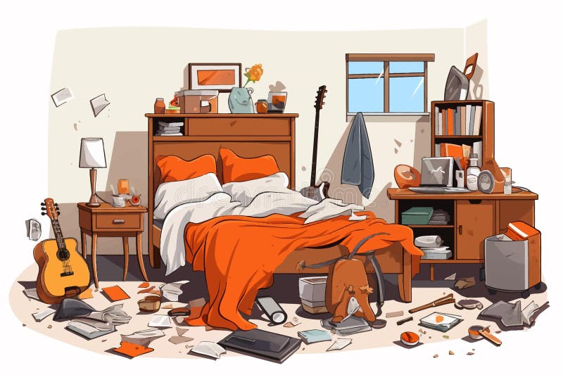 Messy House Clipart Stockvector Dirty And Clean Room In Modern Style