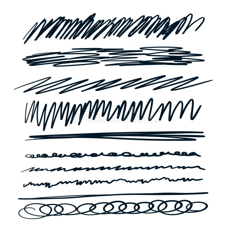 Messy Scribble Lines Set in Many Shapes Stock Vector - Illustration of ...