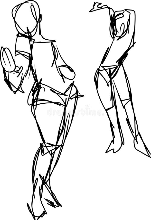 A Messy Sketch of Two People Doing a Stretch. Stock Vector ...