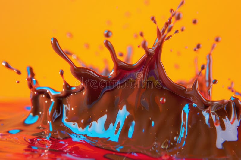 A Messy Splatter of Chocolate on a Bright Yellow Surface Stock Photo ...