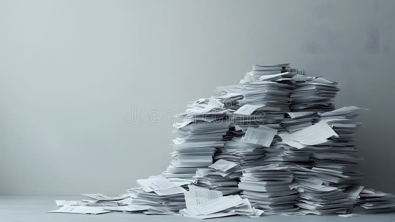 Messy Stack of Bills and Invoices Creates Chaotic Heap of White Office ...