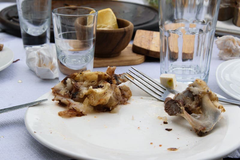 Messy Table with Dirty Dishes after Eating Stock Photo - Image of lunch ...