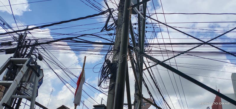 Messy, Unsightly Wires, Electric Poles Stock Image - Image of messy ...