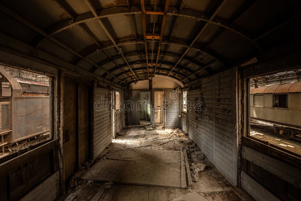 Messy Vehicle Interior of a Train Carriage Stock Image - Image of dirty ...
