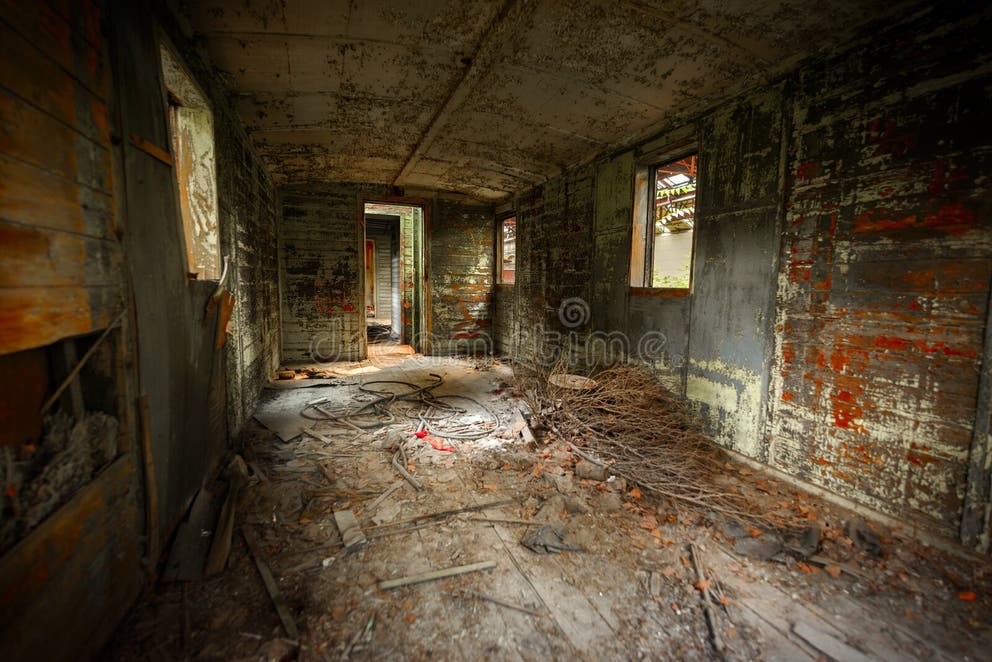 Messy Vehicle Interior of a Train Carriage Stock Photo - Image of ...