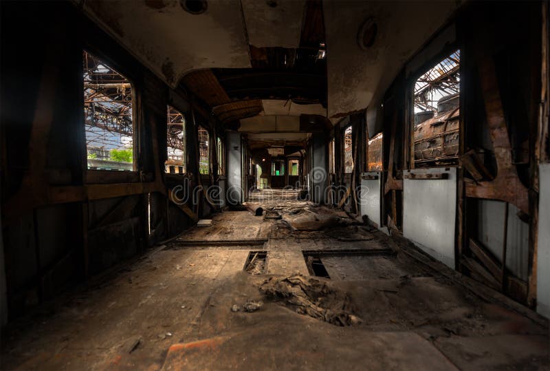Messy Vehicle Interior of a Train Carriage Stock Photo - Image of ...