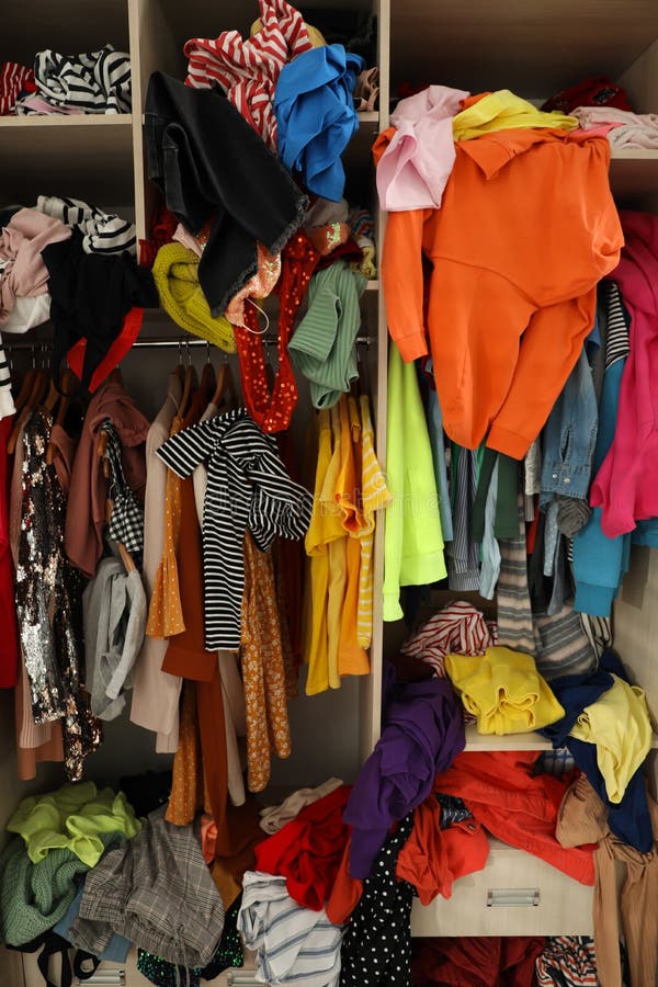 Messy wardrobe stock photo. Image of open, untidy, unmade - 23033772