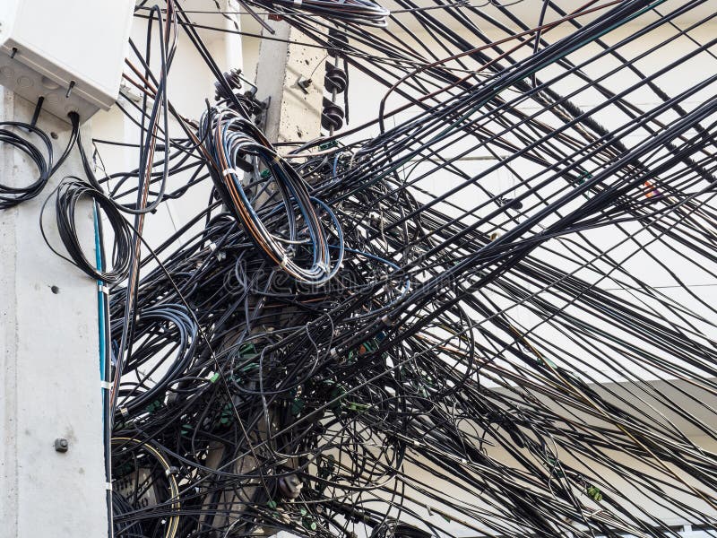 Messy Wire on Electricity Post Stock Photo - Image of knot ...