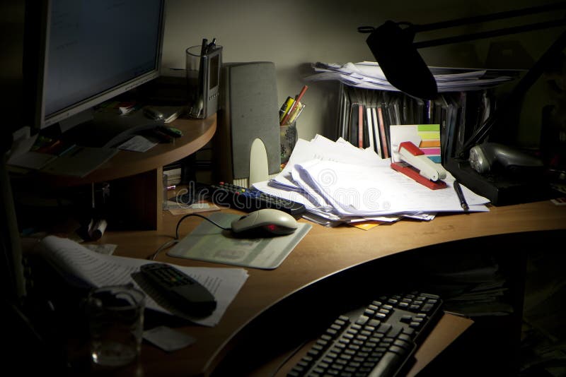Messy workbench stock photo. Image of working, night - 17618058