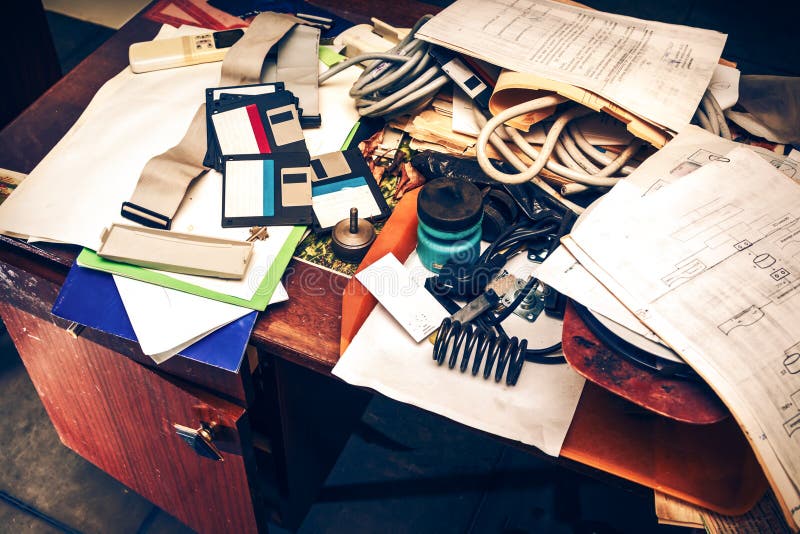 Messy Workplace with Paper on Table Stock Photo - Image of mess, work ...
