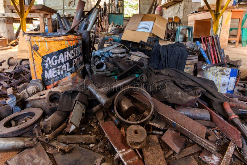 Messy Workshop with Many Types of Tools Stock Image - Image of outlet ...