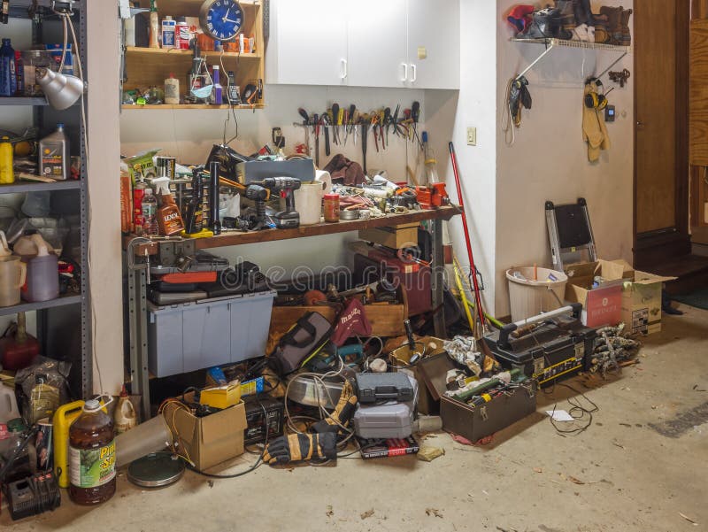 Messy Workshop Table Editorial Photo - Image: 52992156