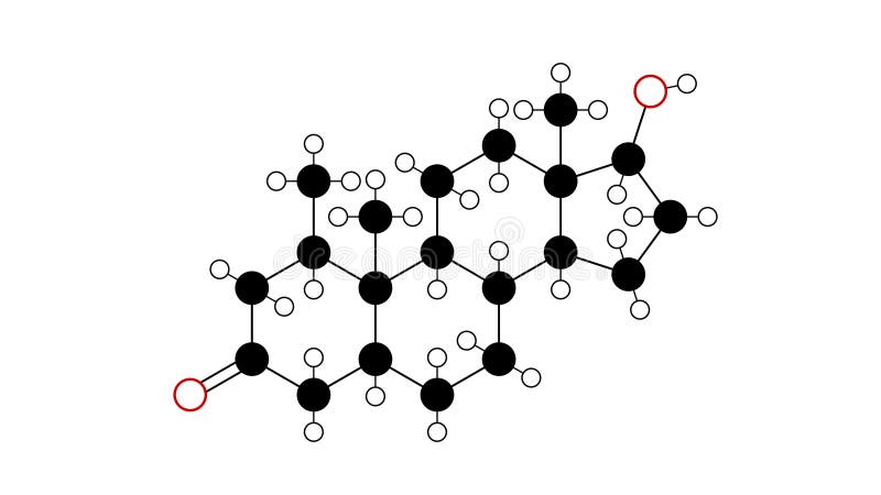 Mesterolone Molecule, Structural Chemical Formula, Ball-and-stick Model ...