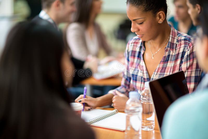 Mestizo Girl Doing Her Task Stock Photo - Image of library, attractive ...