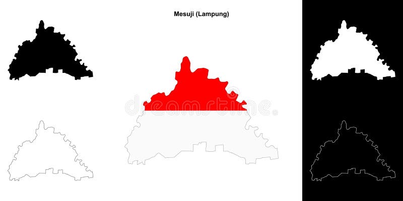 Mesuji outline map stock vector. Illustration of shape - 356962400