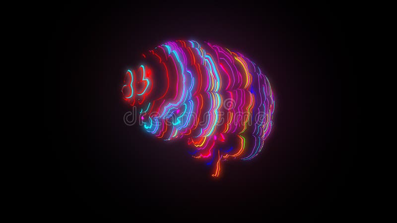 Meta Brain, Human Brain with Glow Colourful Surface Stock Illustration ...