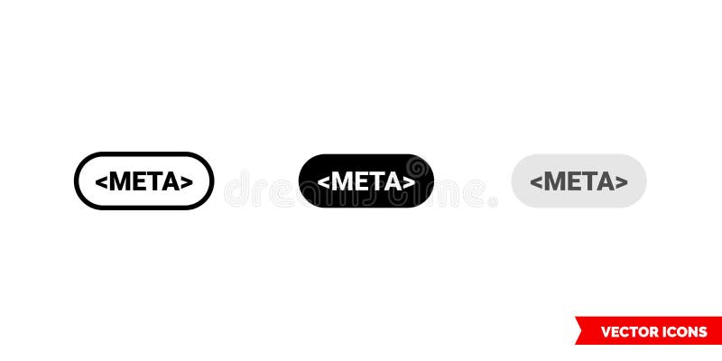 Meta Icon of 3 Types Color, Black and White, Outline. Isolated Vector ...