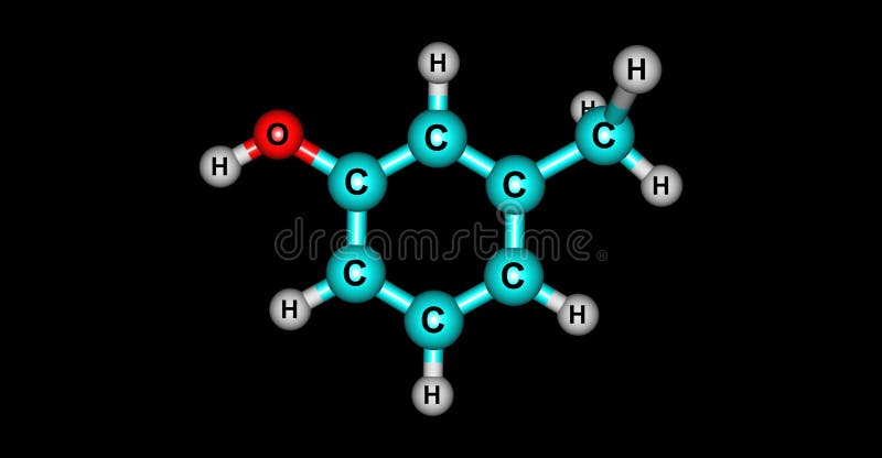 Meta--Kresol Oder Methylphenol 3 Molekülstruktur Lokalisiert Auf Weiß ...