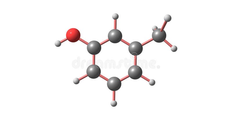 Meta--Kresol Oder Methylphenol 3 Molekülstruktur Lokalisiert Auf Weiß ...