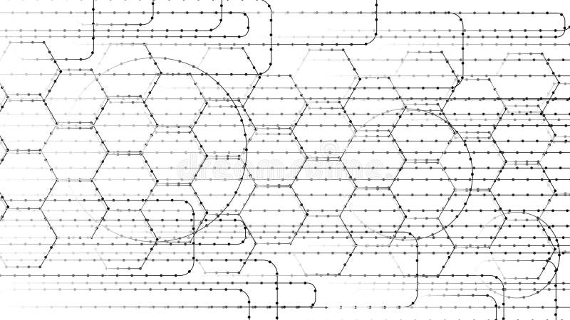 Abstract Network, Hexagonal and Circle in White Background Stock ...