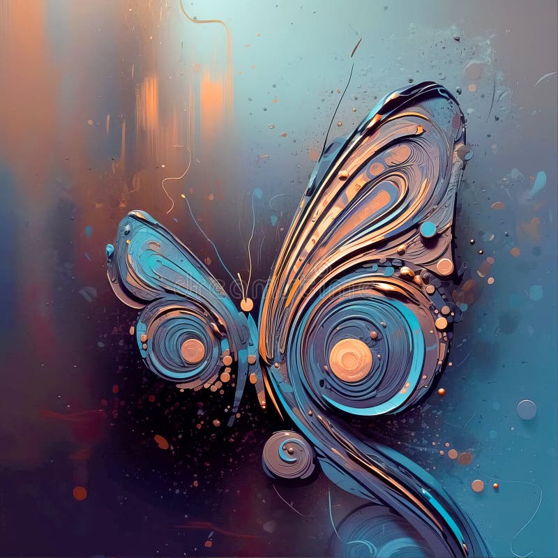 Metal Abstract Butterfly Structure from Waves, Particles Fluids and ...