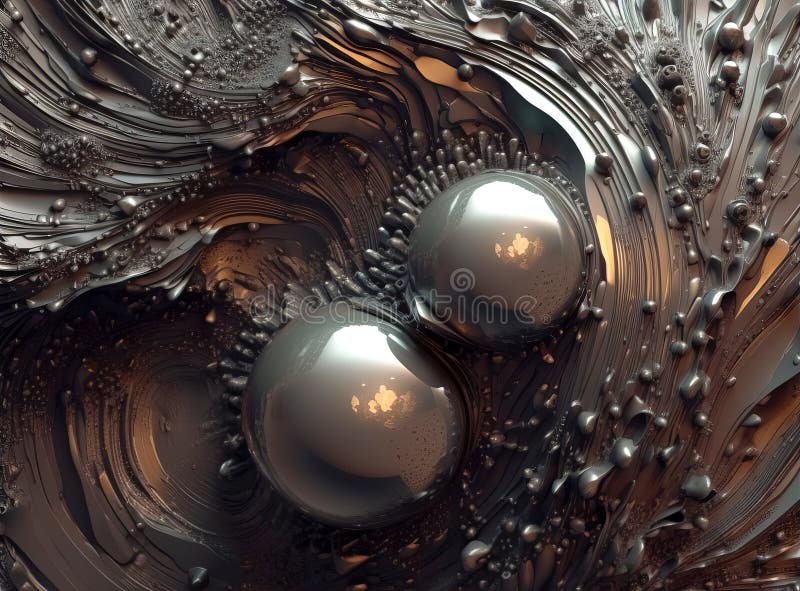 Metal Abstract Object Structure from Waves, Particles Fluids and ...
