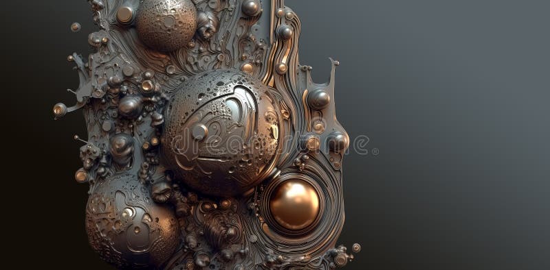 Metal Abstract Object Structure from Waves, Particles Fluids and ...