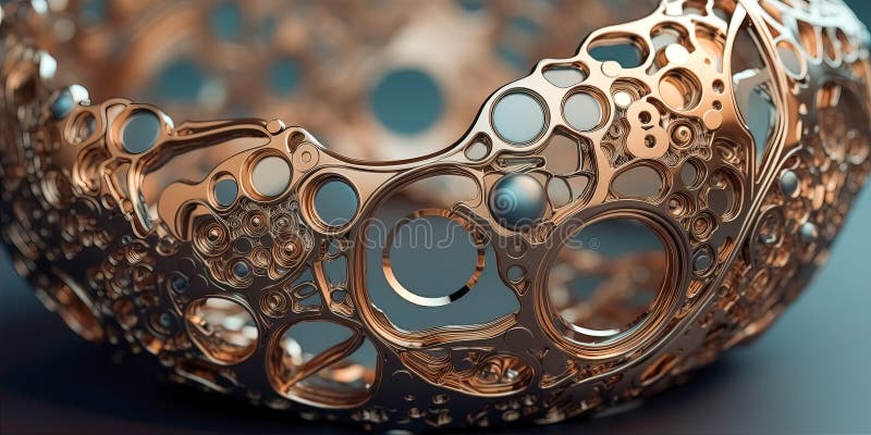 Metal Abstract Object Structure from Waves, Particles Fluids and ...