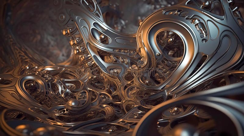 Metal Abstract Object Structure from Waves, Particles Fluids and ...