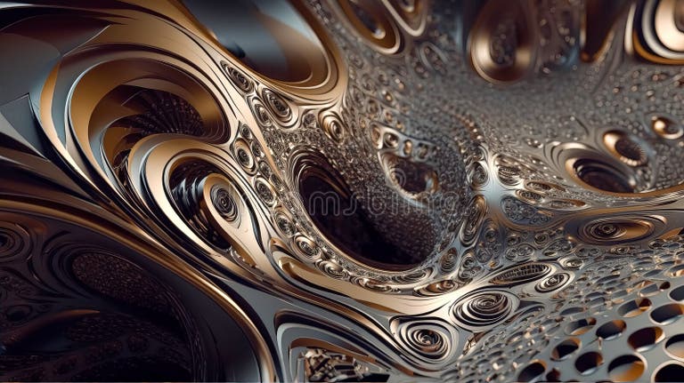 Metal Abstract Object Structure from Waves, Particles Fluids and ...