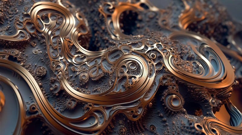 Metal Abstract Object Structure from Waves, Particles Fluids and ...