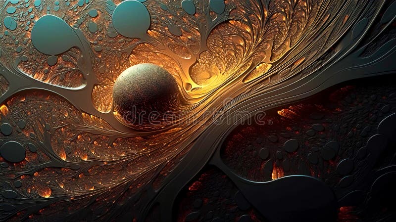 Metal Abstract Object Structure from Waves, Particles Fluids and ...