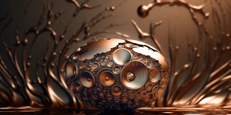 Metal Abstract Object Structure from Waves, Particles Fluids and ...
