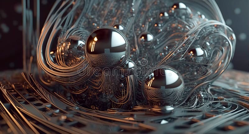 Metal Abstract Object Structure from Waves, Particles Fluids and ...