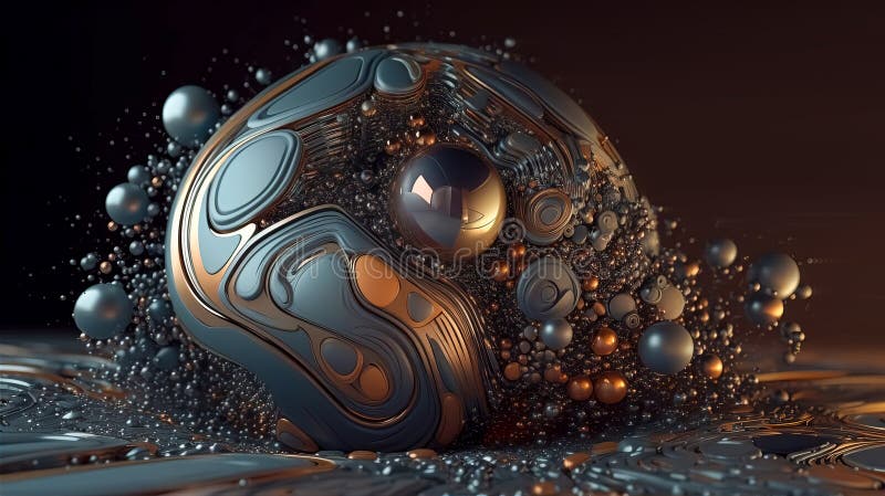 Metal Abstract Object Structure from Waves, Particles Fluids and ...