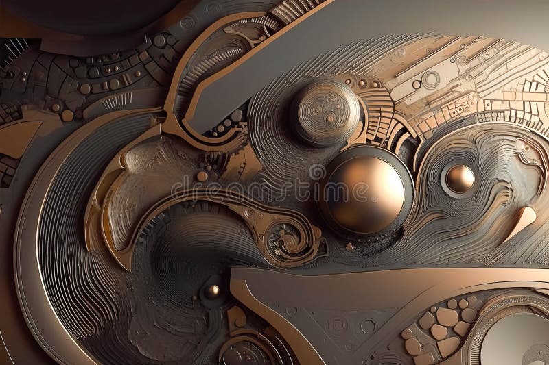 Metal Abstract Object Structure from Waves, Particles Fluids and ...