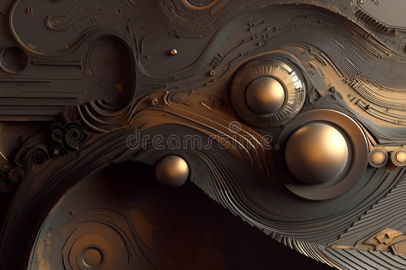 Metal Abstract Object Structure from Waves, Particles Fluids and ...