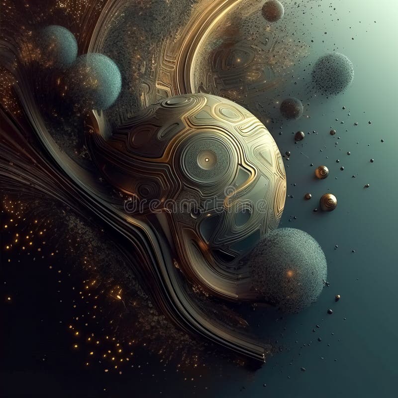 Metal Abstract Object Structure from Waves, Particles Fluids and ...