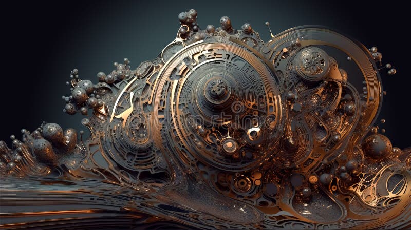 Metal Abstract Object Structure from Waves, Particles Fluids and ...