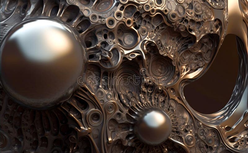 Metal Abstract Structure from Waves, Particles Fluids and Spheres Stock ...