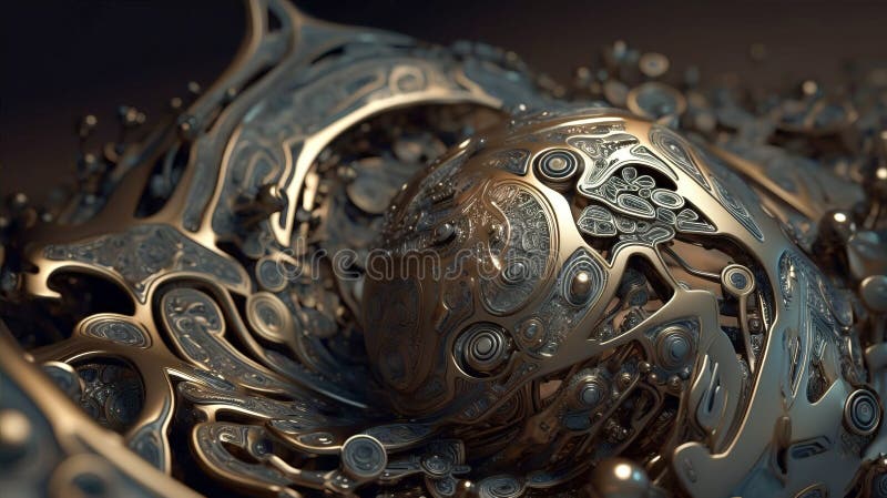 Metal Abstract Structure from Waves, Particles Fluids and Spheres Stock ...