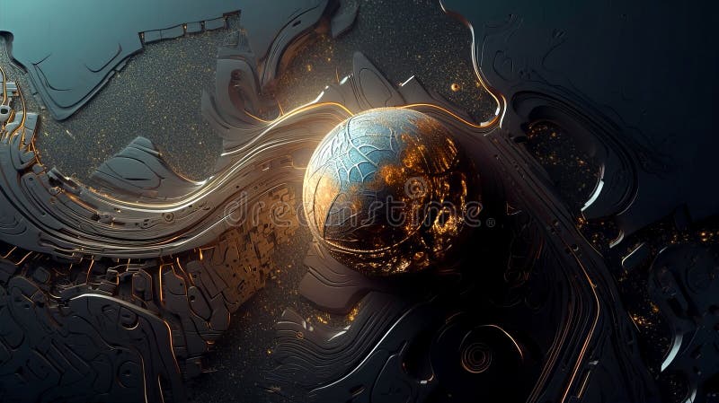 Metal Abstract Structure from Waves, Particles Fluids and Spheres Stock ...